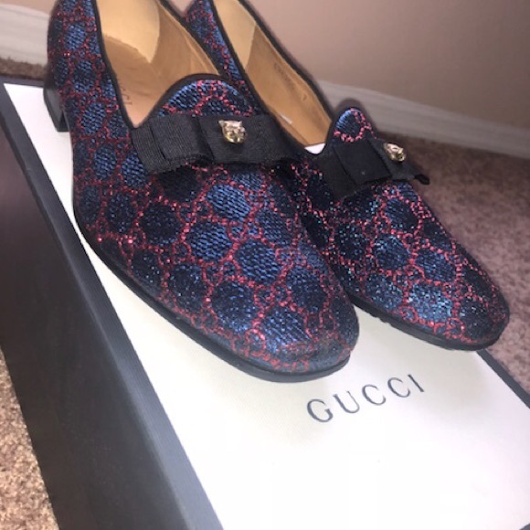 Gucci | Shoes | Gucci Shoes Diamond Studded Blue Pattern | Poshmark